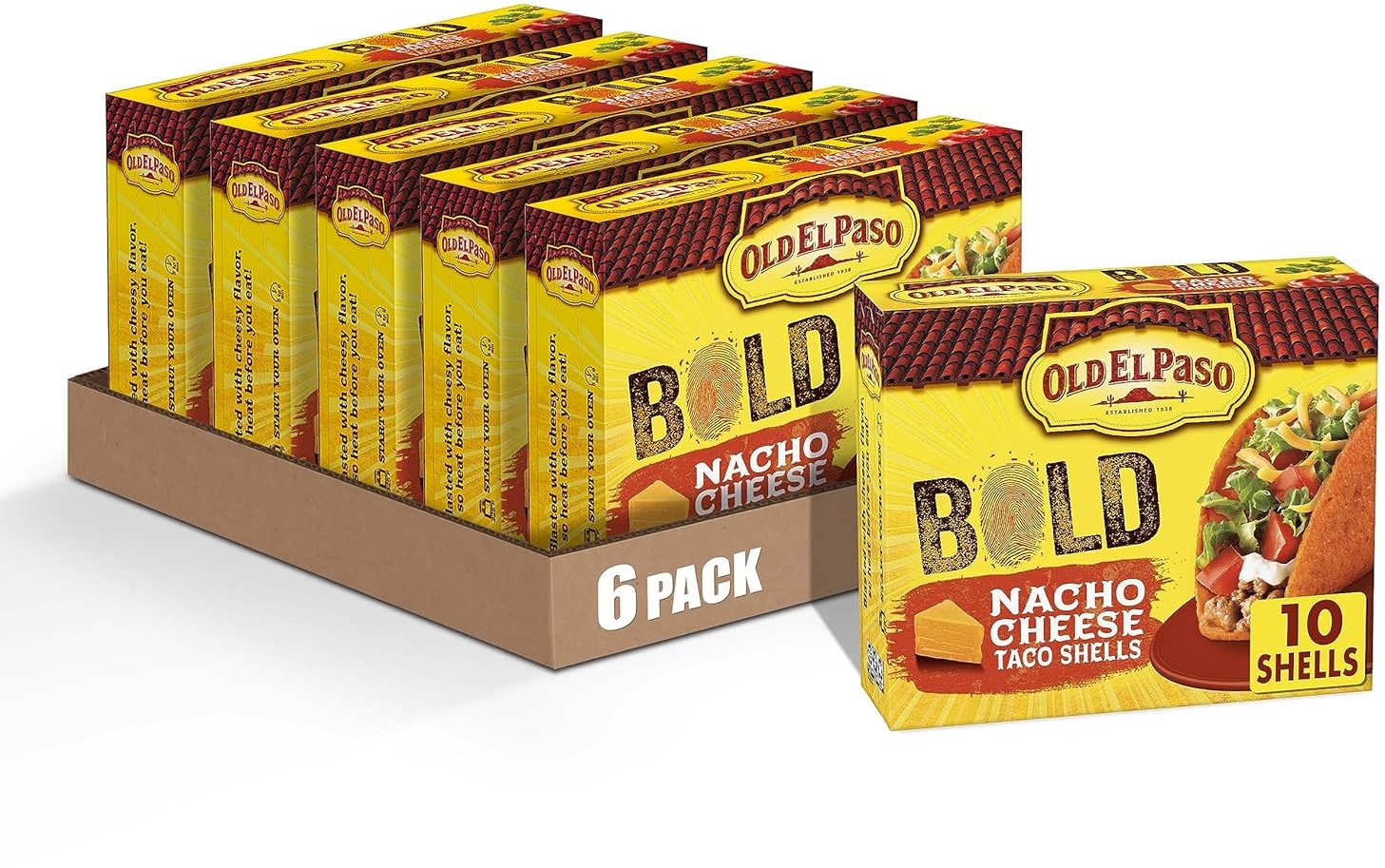 Old El Paso Stand 'N Stuff Bold Nacho Cheese Flavored Taco Shells, 10 ...