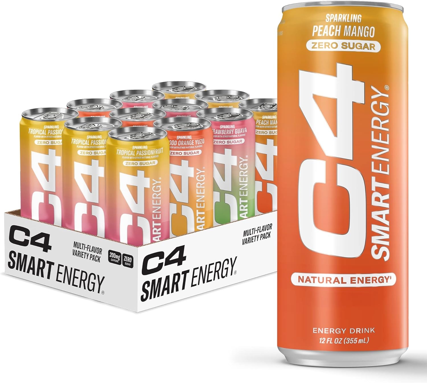 C4 Smart Energy Drinks Variety Pack, Sugar Free & Nootropic Brain ...