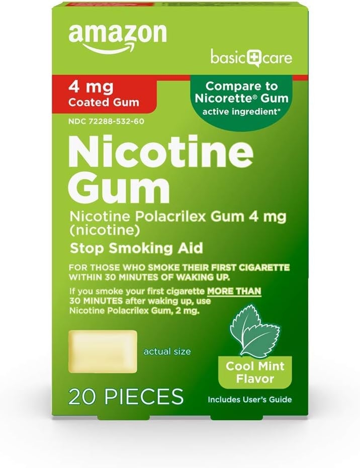 Amazon Deal on Amazon Basic Care Nicotine Polacrilex Gum, 4 mg, Cool ...